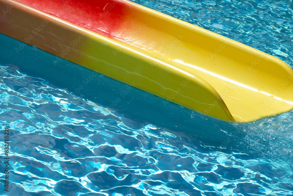 Water slides. Waterpark. Water park with water play areas, swimming ...