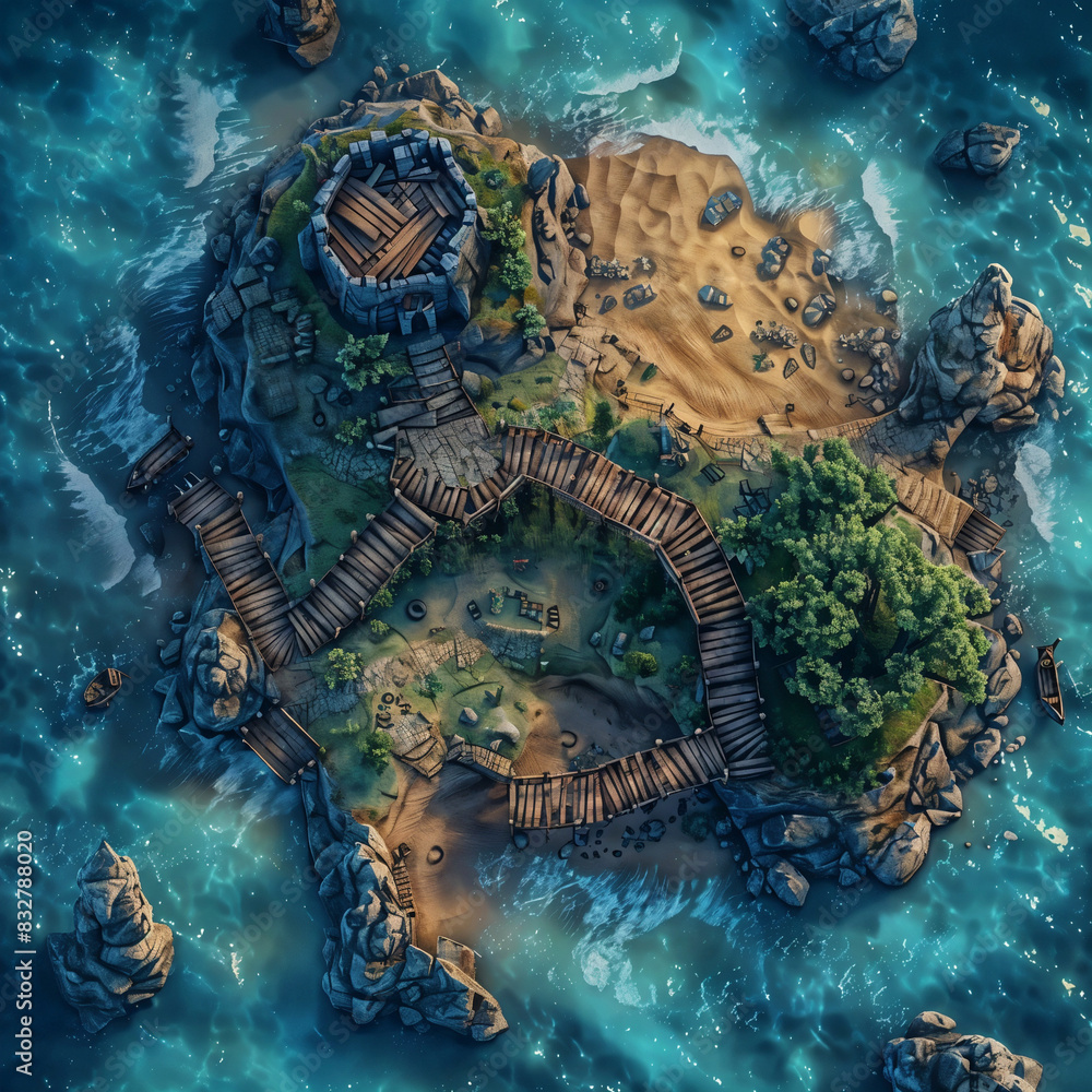 island Battlemap DnD,RPG Map for Dungeons and Dragons, Sea,game ...