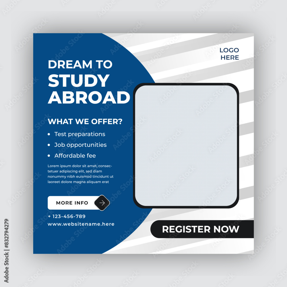 study flyer, university flyer, student visa banner, flyer template ...