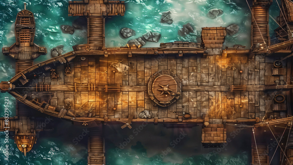 Sea Ship Battlemap DnD,RPG Map for Dungeons and Dragons, Sea Stock ...