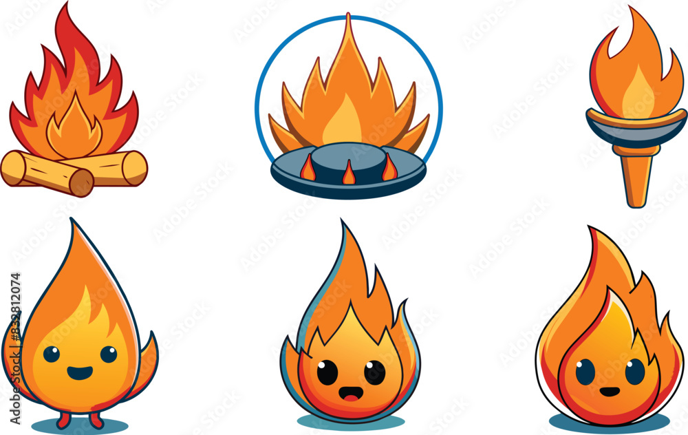 flame fire heat fireball campfire element hot illustration burn flammable isolated red vector ...
