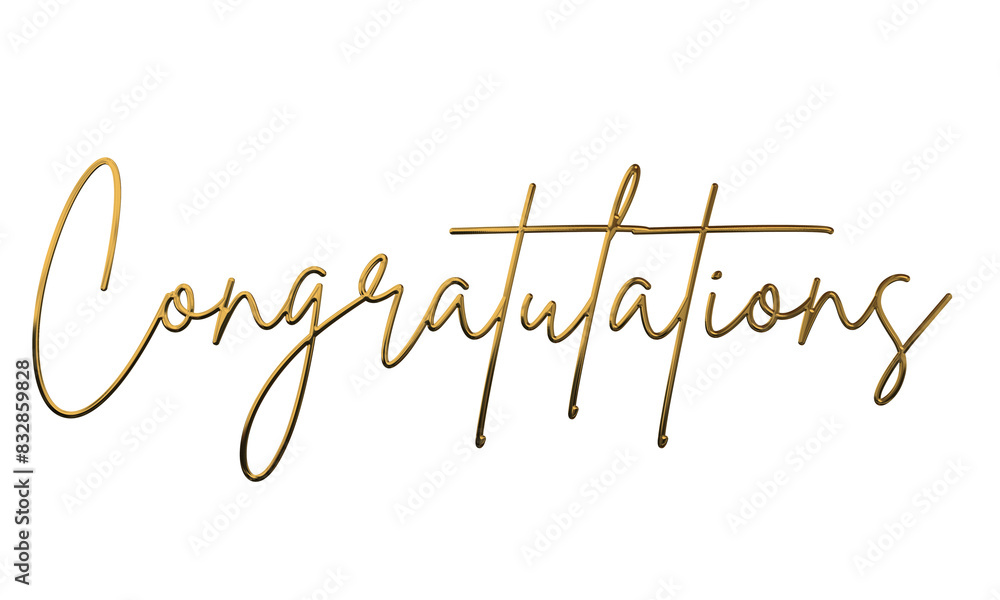 Congratulations stylish calligraphy text 3d gold chrome template ...
