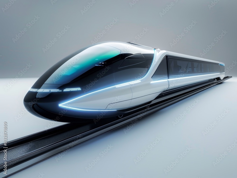 futuristic maglev train have a pointed and smooth nose like a ...