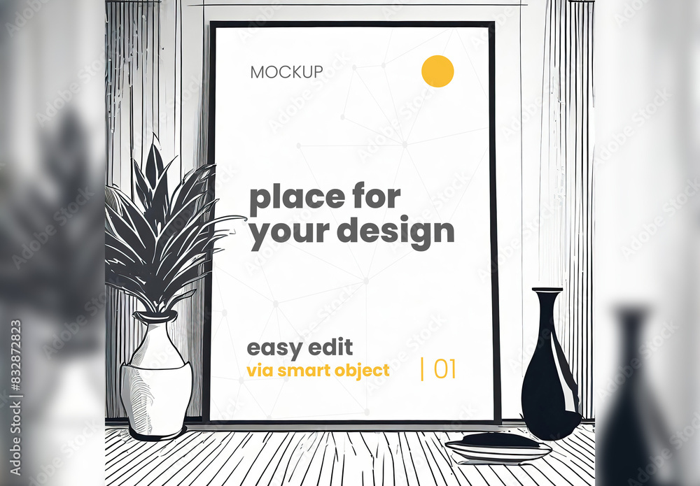 Frame Poster Mockup Digital Illustration Style Generative Ai Stock ...