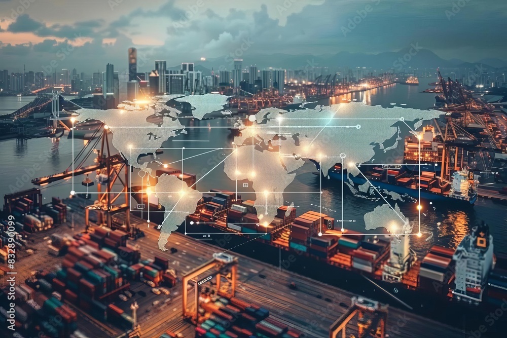 mapping global trade network with key shipping routes and supply chain ...