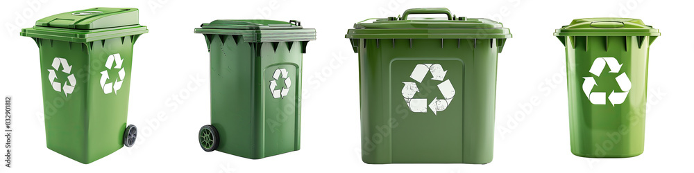 Green trash bin symbol recycling symbol letterbox Hyperrealistic Highly ...