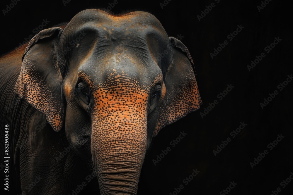 Mystic portrait of Sumatran Elephant, copy space on right side, Anger ...