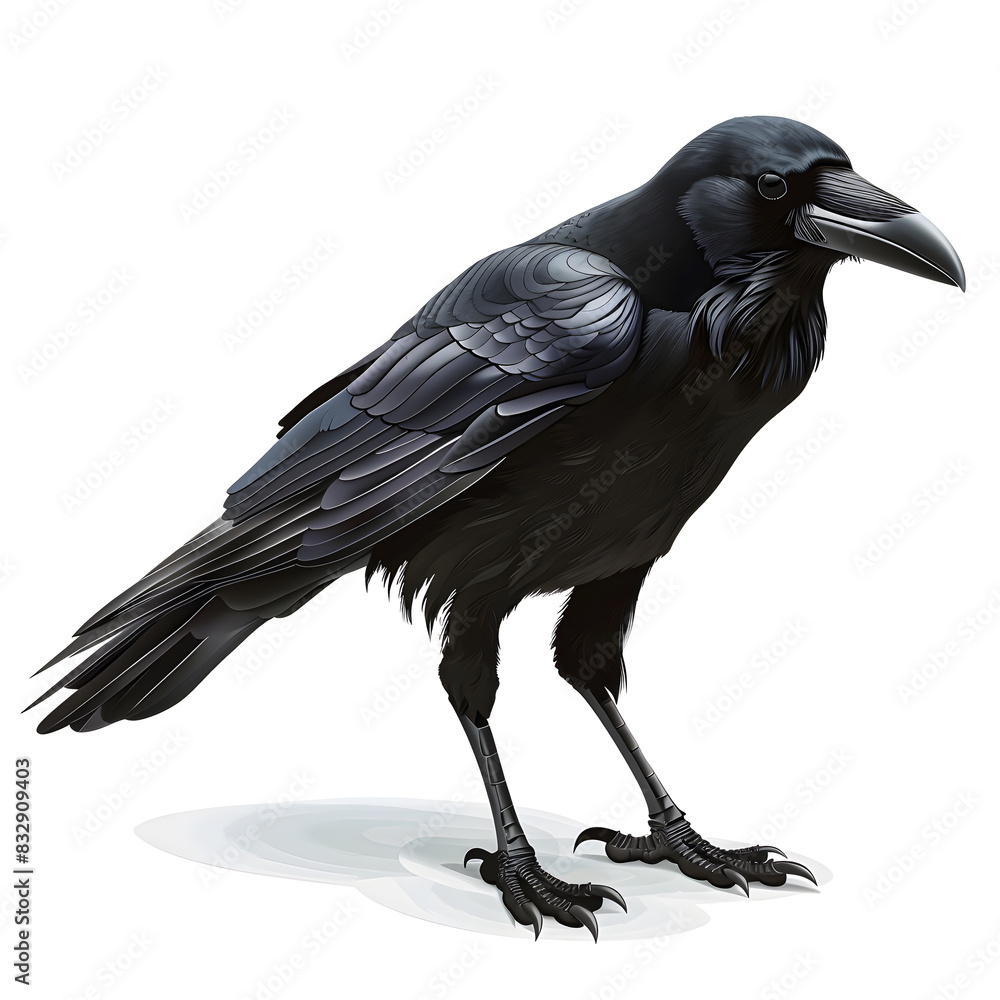 Vector illustration of a crow on a white background. Suitable for ...