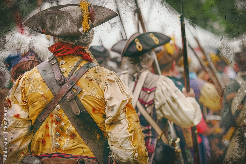 Historical reenactment with actors dressed as 18th-century soldiers ...