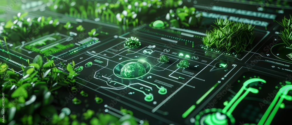 Green transformation integrates ecofriendly practices, shown in a ...