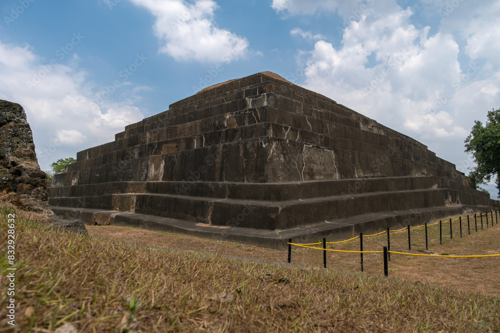 Main pyramid with temple at Tazumal Park archaeological site in El ...