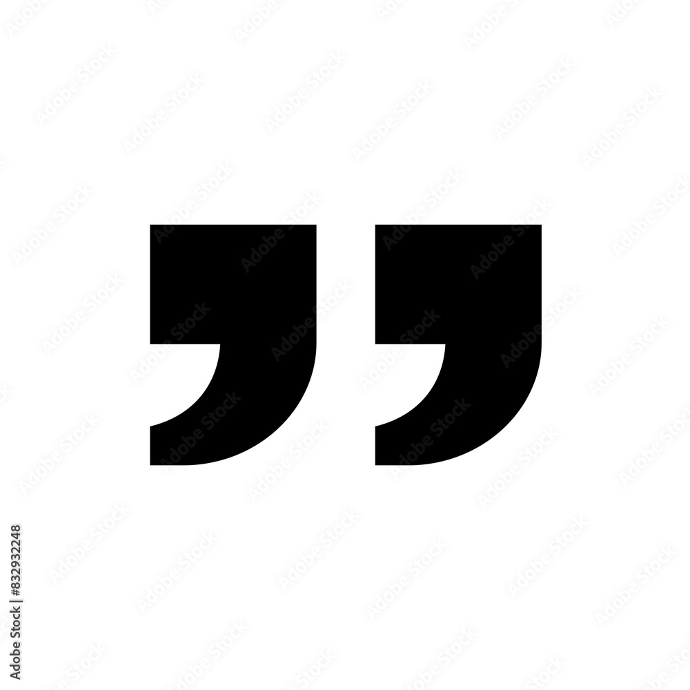 Black quotation mark, quote symbol icon vector illustration, double ...