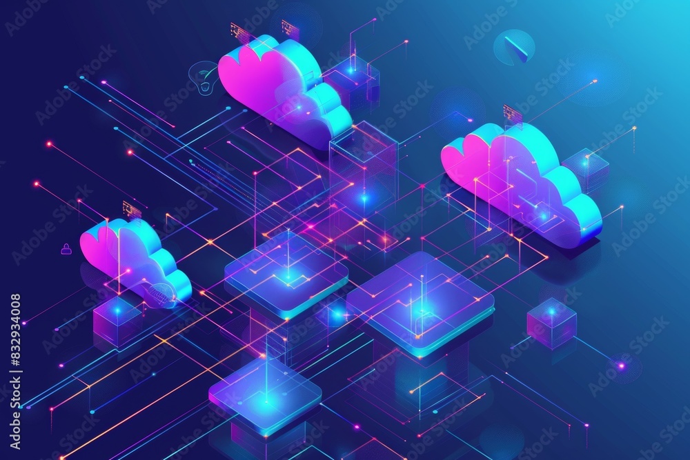 Cloud architecture blueprint, layered diagram with infrastructure ...