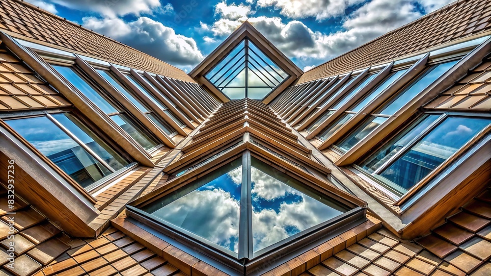 Symmetrical roof windows with vanishing point perspective creating ...