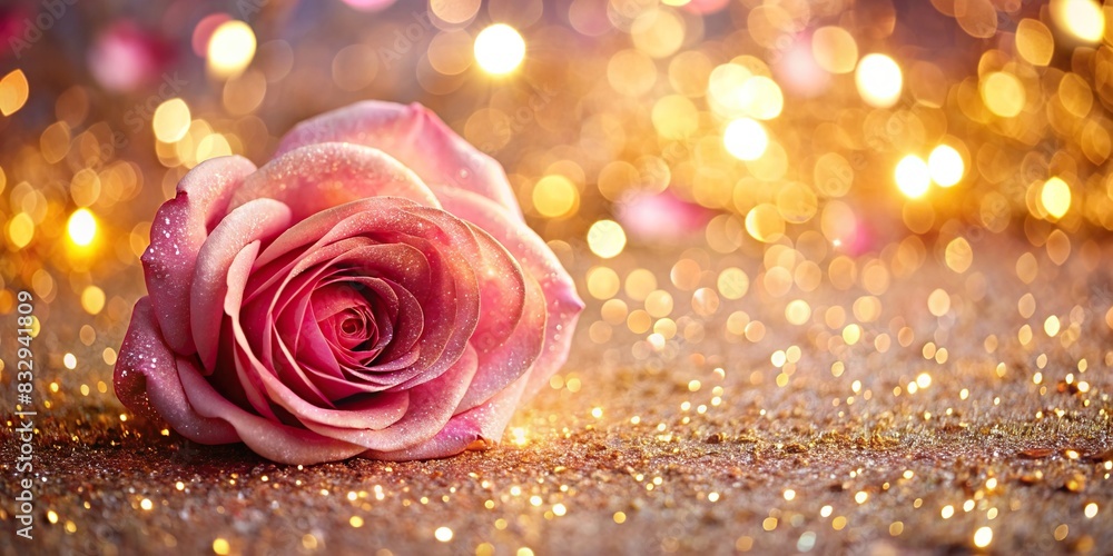 Rose pink glitter background with gold sparkles, abstract Christmas ...