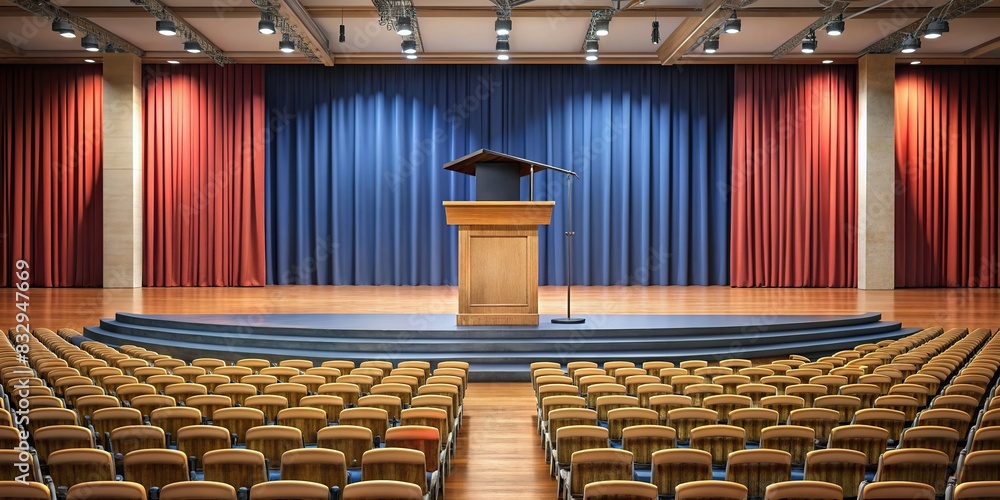 Empty auditorium with a podium on the stage for a valedictorian ...