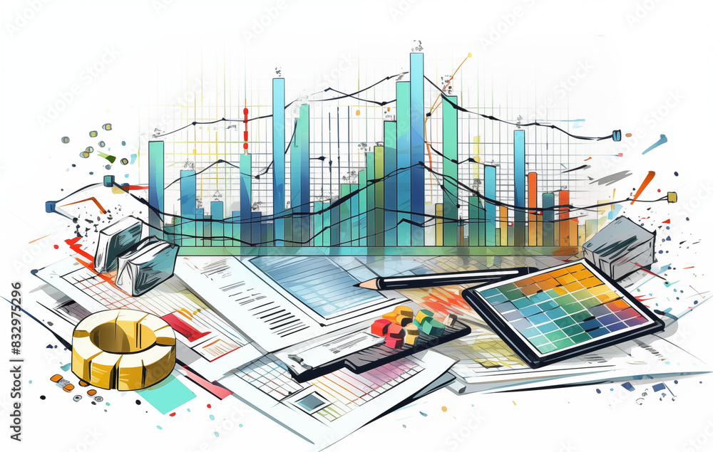 Set for various infographic design elements with bars or circles, areas ...
