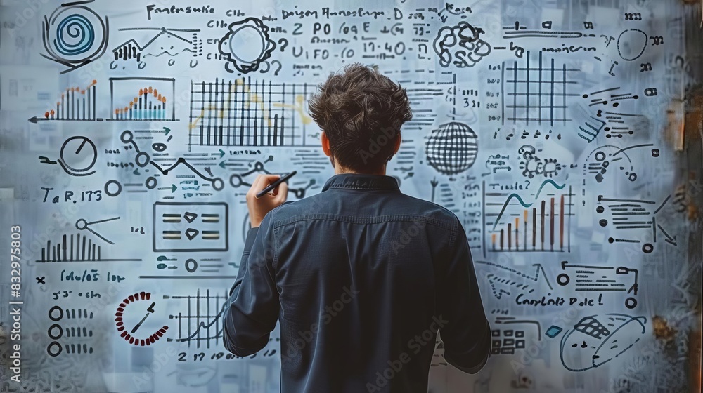 Whiteboard Writing A figure writing or drawing on a whiteboard with ...