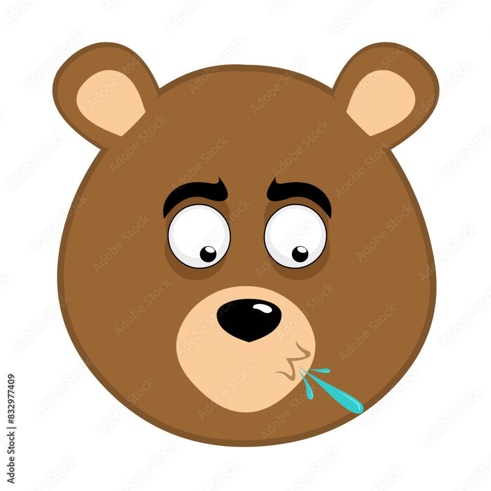 vector illustration face brown bear grizzly cartoon spitting saliva ...