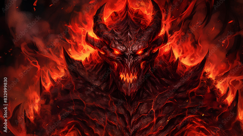 A diabolical devil illustration exuding an unholy presence and infernal ...