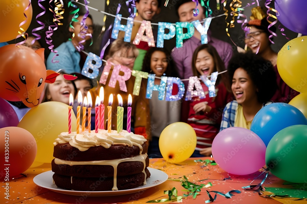 Happy birthday background generative ai Stock Photo | Adobe Stock
