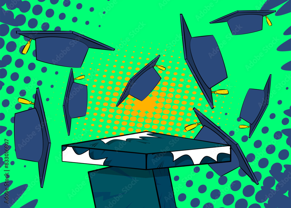 Comic Book Product podium stage for mockup presentation with Graduation ...