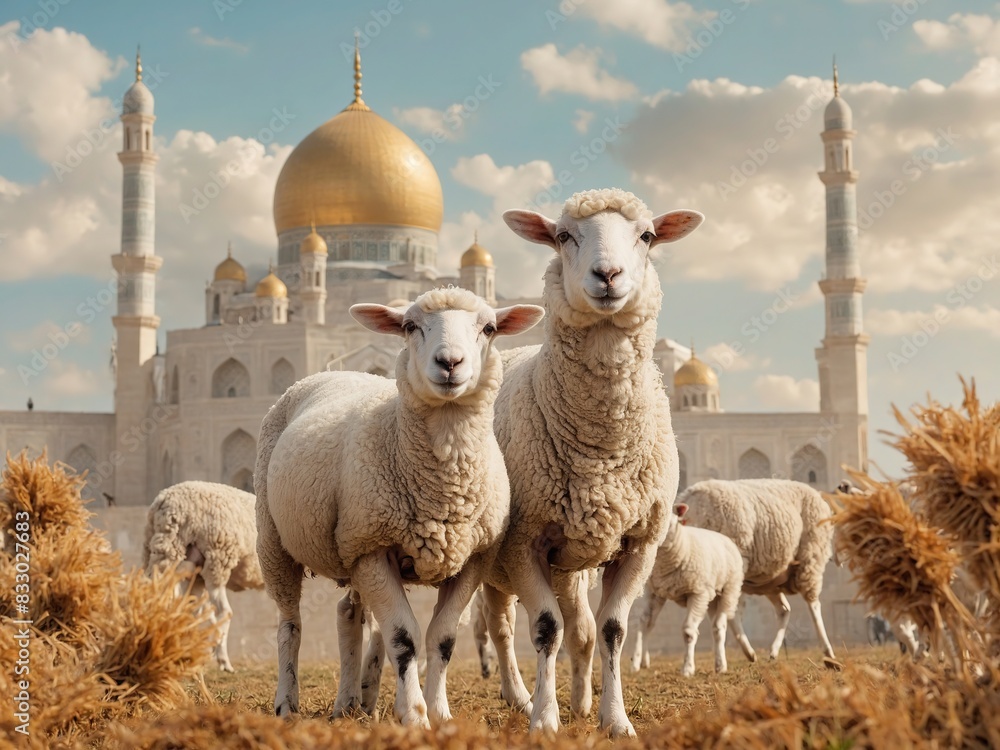 In the Islamic holiday of Eid al-Adha, sheep and lambs are presented in ...