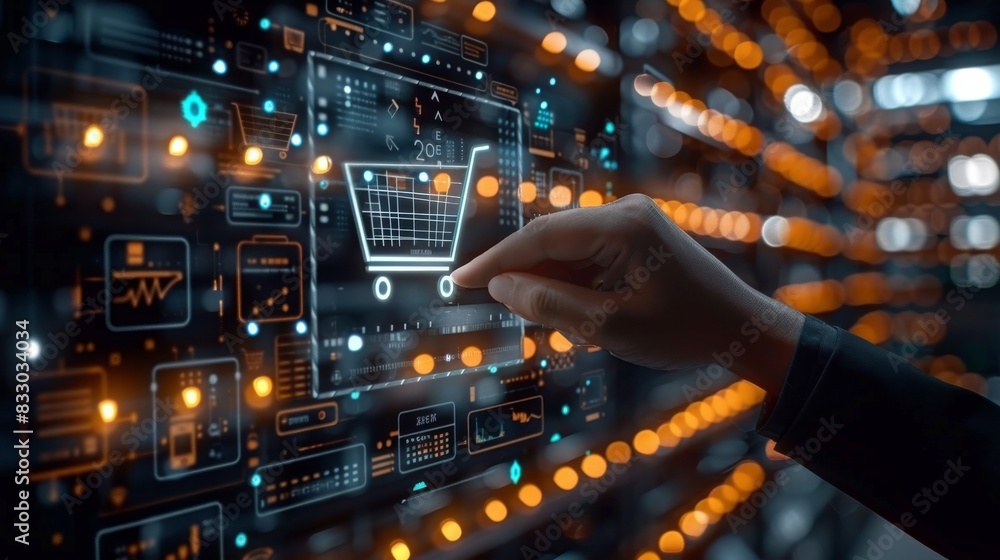 Symbol of online shopping with modern user interface on a computer and ...