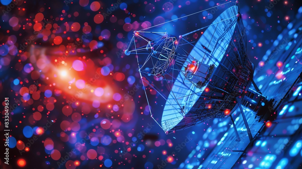 Radio waves transmission, copy space, electromagnetic spectrum, dynamic ...