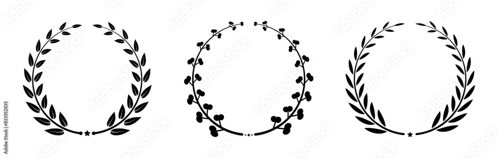 Vetor de Laurel wreath leaf circle template design for logo elements ...