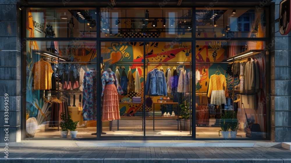 Develop a realistic mockup for a retail store window display showcasing ...