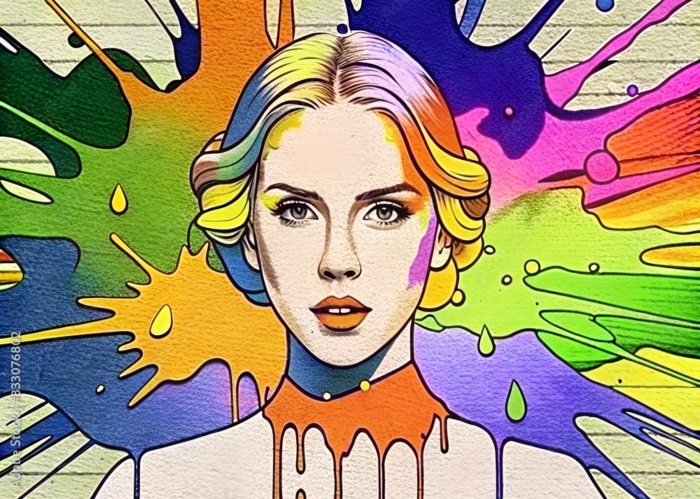 gradient woman on the wall,gradient wall,sprey color wall,splash color ...