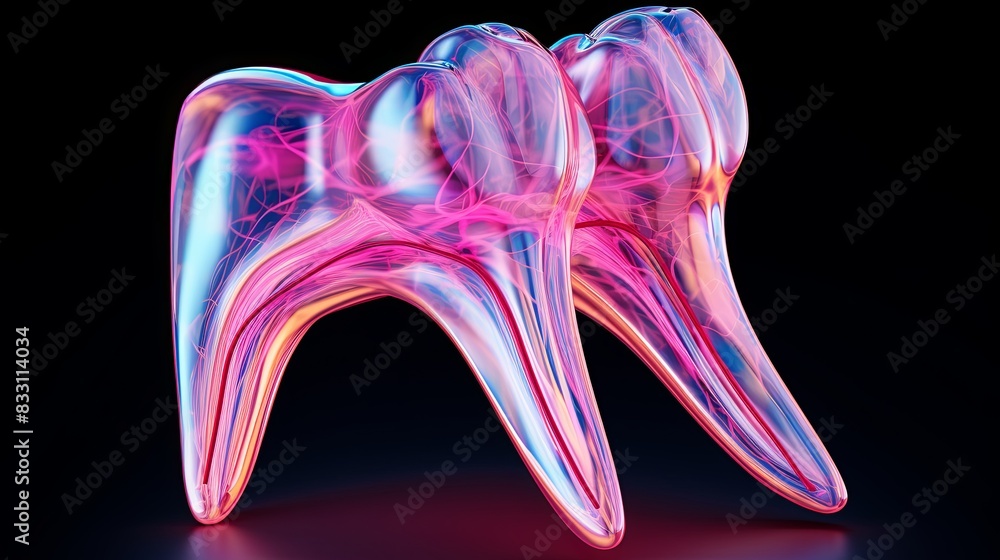 Detailed 3D Render of Tooth Anatomy Showing Enamel, Dentin, and Pulp ...