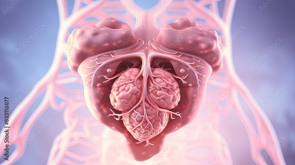 Detailed Uterus Anatomy in 3D on Medical Background for Educational ...