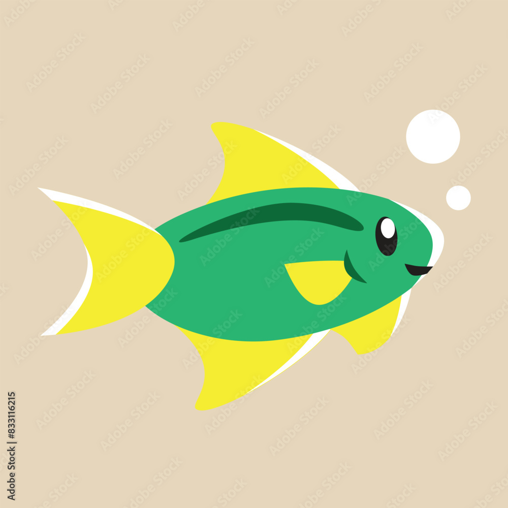 Green Fish vector with detailed illustration of light and shadow Stock ...