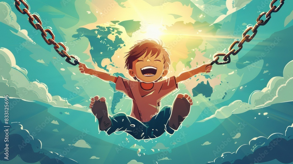 Cartoon Vector Cartoon illustration of a young child breaking free from ...