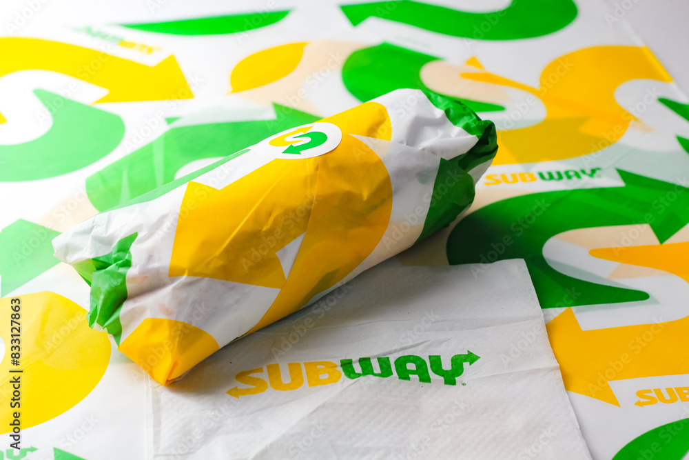 Bangkok, Thailand - January 19 2024 - Subway sandwich, Subway logo ...