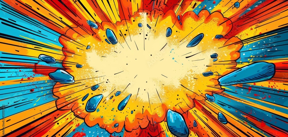 Comic explosion background with superhero theme, blank space for ...