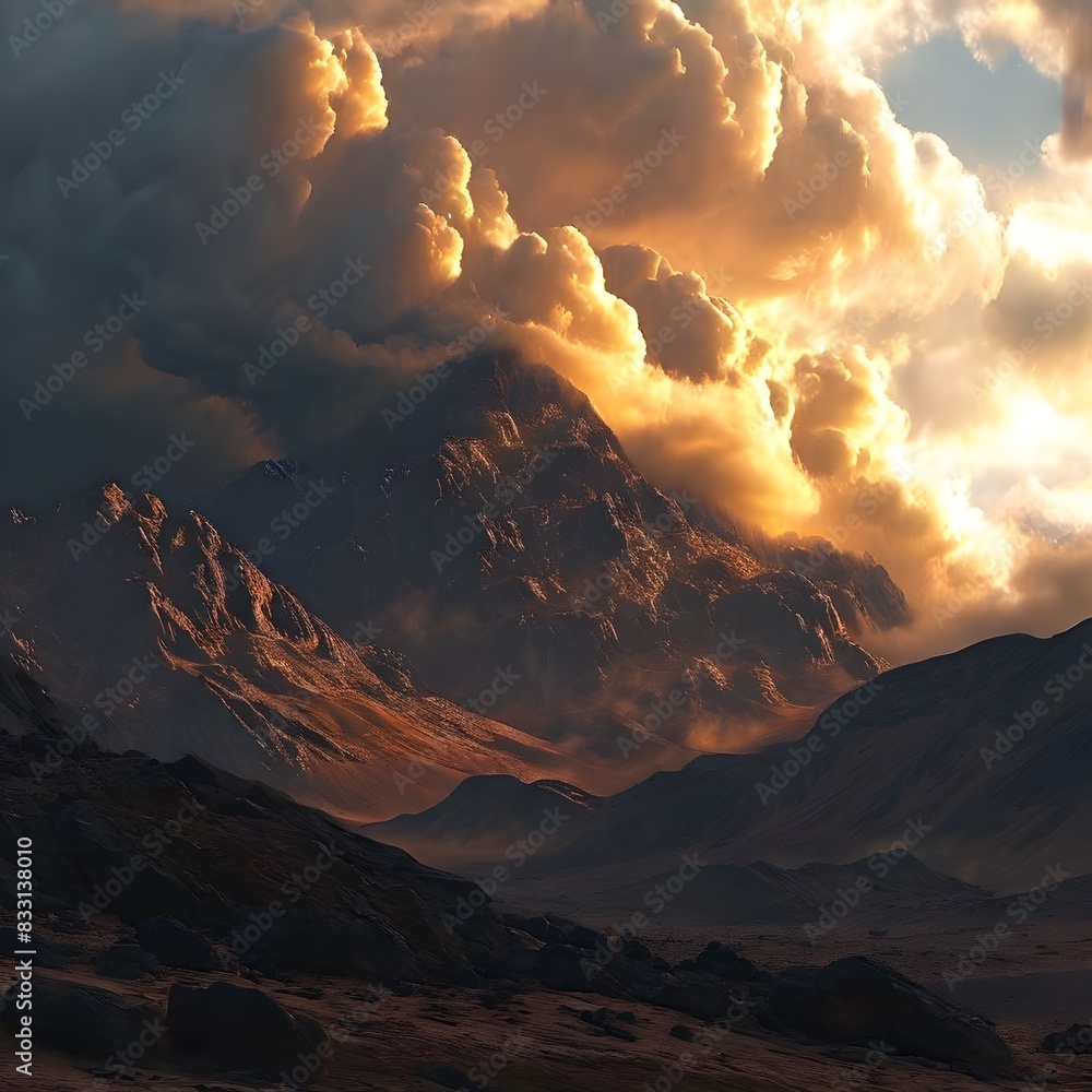 Bible Story, God Appears on Mount Sinai to the Israelites in the Form ...