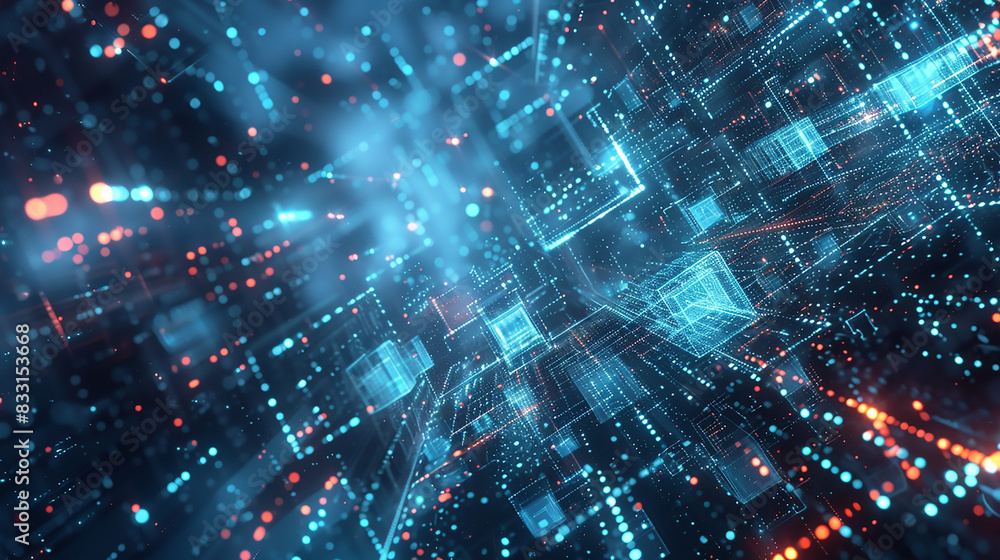 Abstract technology futuristic digital graphic concept blue square ...