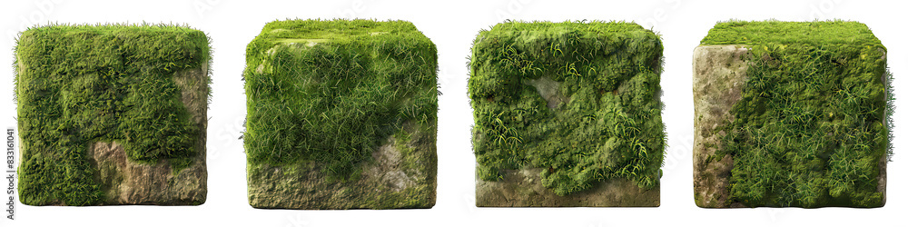 Set of Moss Square Podium isolated on transparent png background ...