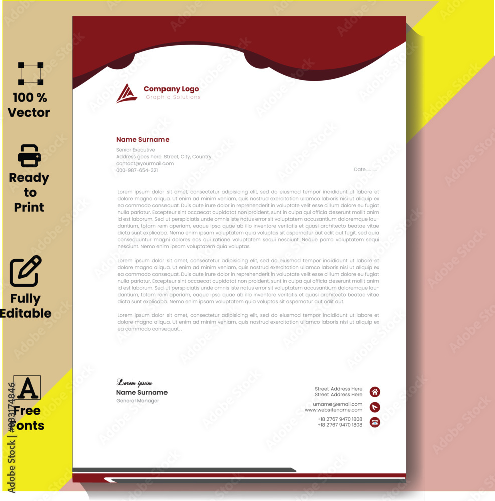corporate modern creative minimal Company Business letterhead A4 size ...