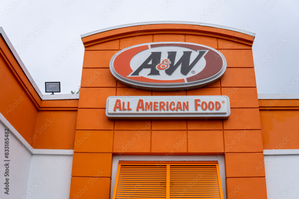Everett, WA, USA - 25 May 2024. A and W restaurant logo in Everett, WA ...