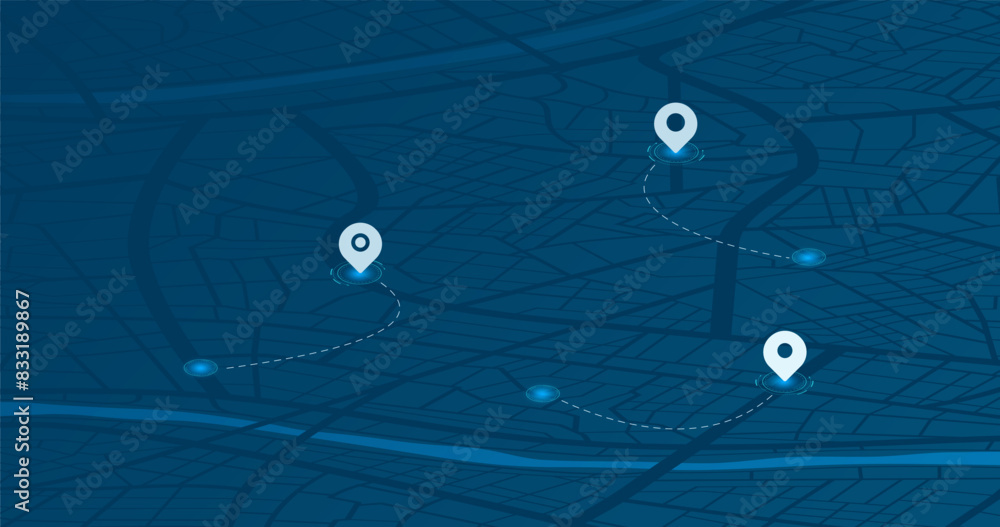 Multiple markers indicating various routes, including the shortest path ...