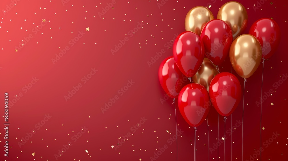 Celebration party banner background with red, gold balloons, carnival ...