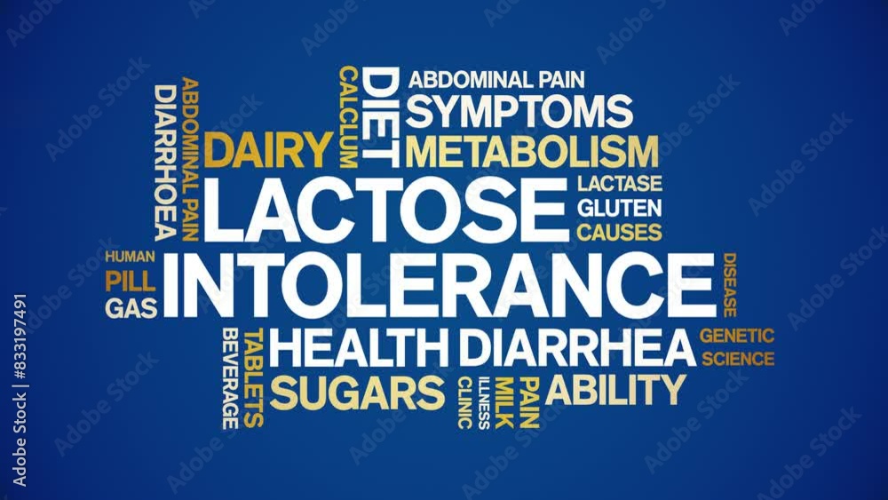Lactose intolerance animated word cloud;text design animation tag ...