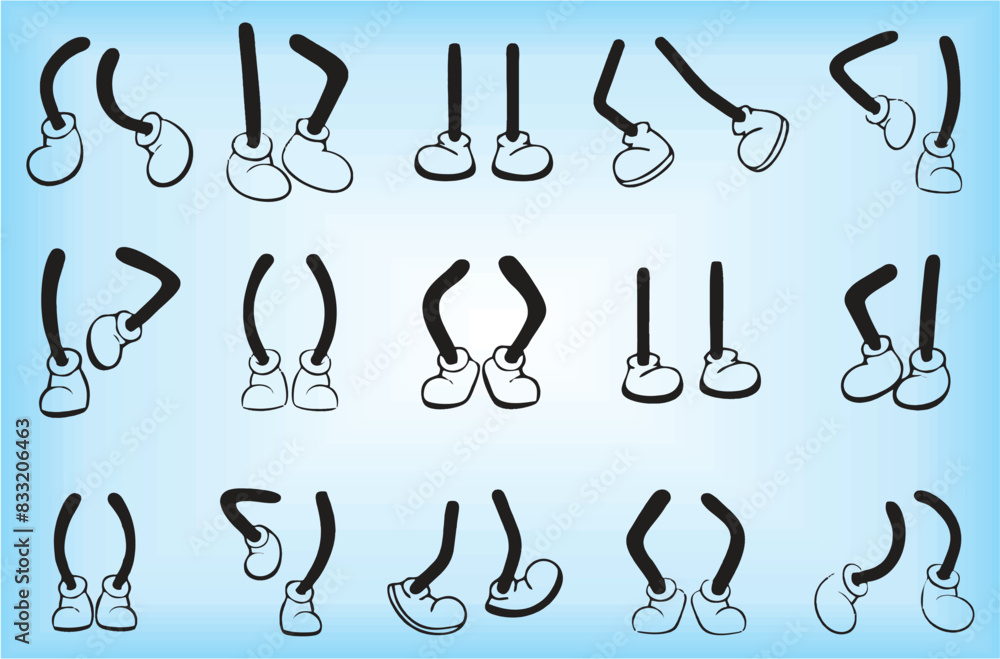 Cartoon legs set, funny cute comic feet icons for kids games or video ...