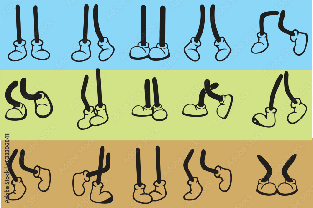 Cartoon legs set, funny cute comic feet icons for kids games or video ...