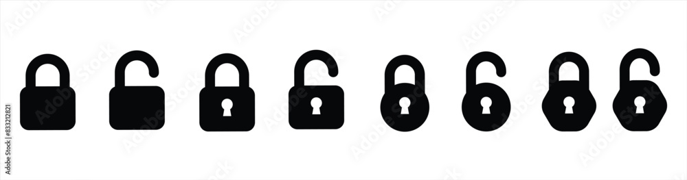 Locks icons set. Padlock flat icon set. Locked and unlocked vector icon ...