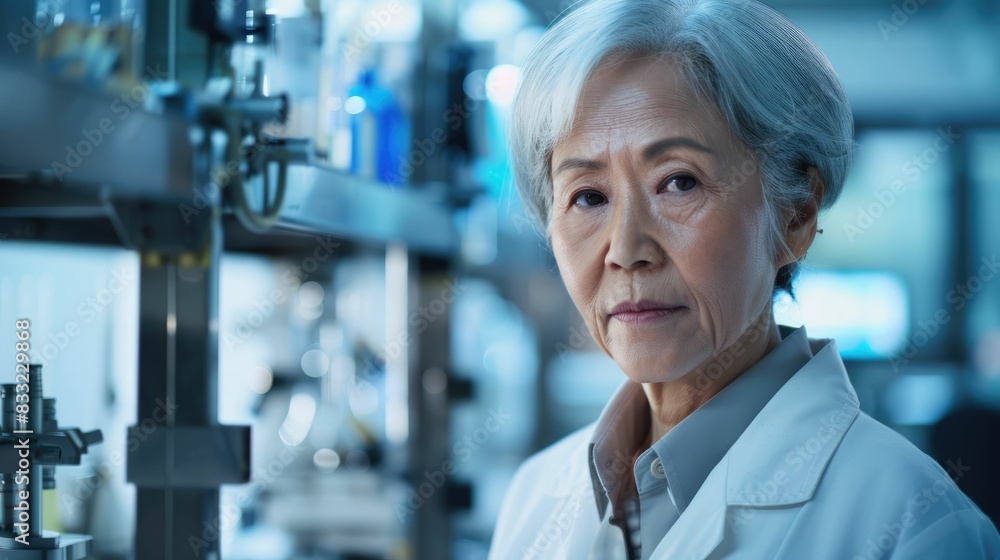 The picture of the senior asian female scientist in her early 60s ...